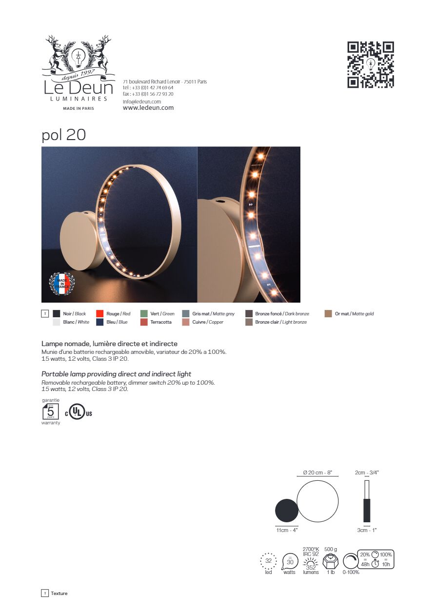 POL Table lamp By Le Deun Luminaires