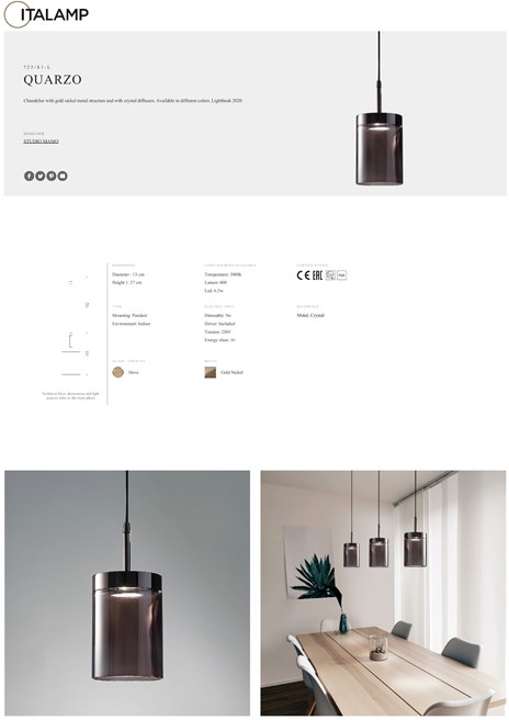 QUARZO 725/S1 | 吊灯 吊灯 By Italamp | design Studio MAMO