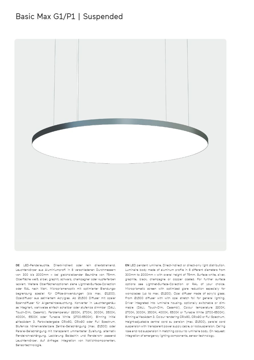 BASIC MAX G1/P1 Pendant lamp By Lightnet