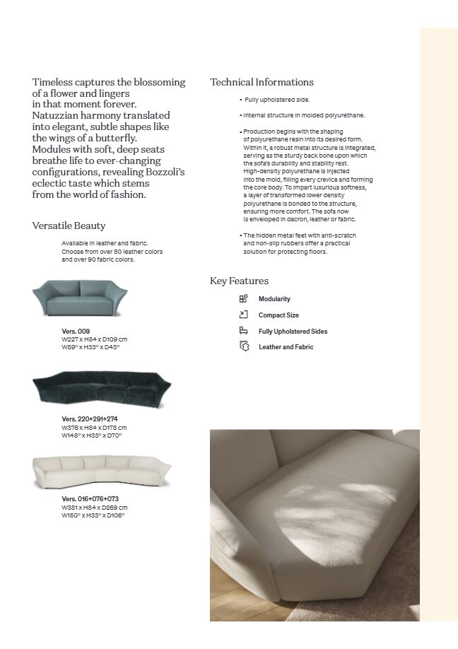 TIMELESS Modular leather sofa with chaise longue By Natuzzi Italia ...