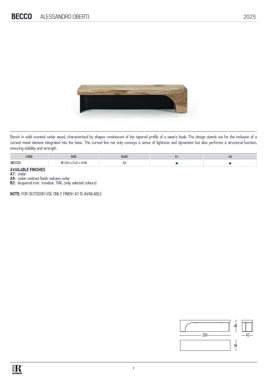 BECCO Bench By Riva 1920