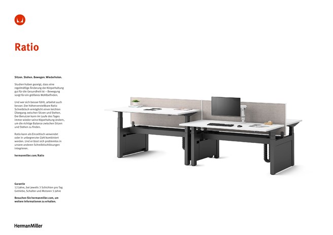 Höhenverstellbarer Bürotisch RATIO | Büro-Schreibtisch Kollektion Ratio ...