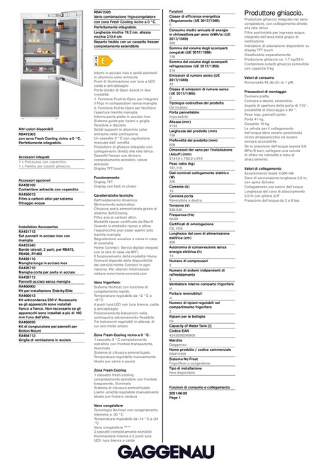 RB472305 Frigorifero da incasso con congelatore By Gaggenau