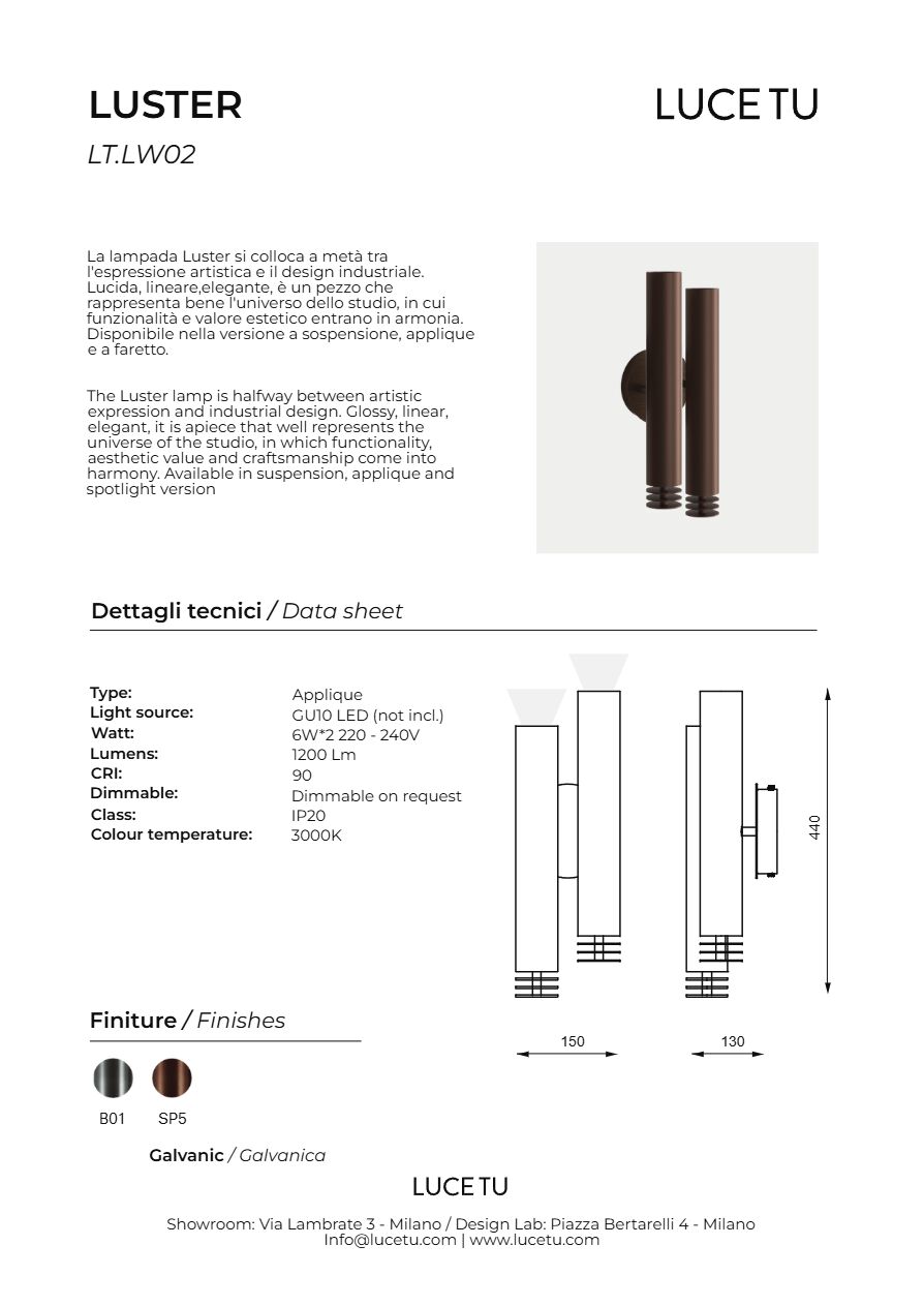 LUSTER Lampada da parete By LUCE TU | design Isacco Brioschi