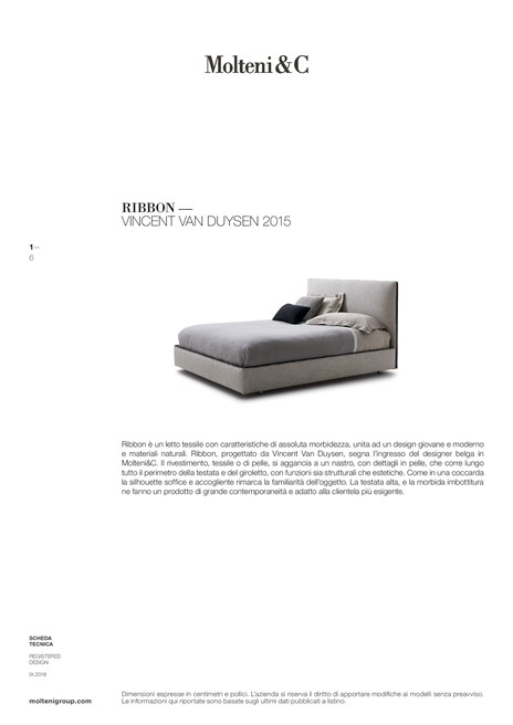 RIBBON Letto matrimoniale contenitore con testiera imbottita By Molteni ...