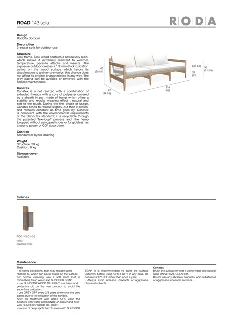 ROAD | Sofá 3 plazas By RODA diseño Rodolfo Dordoni