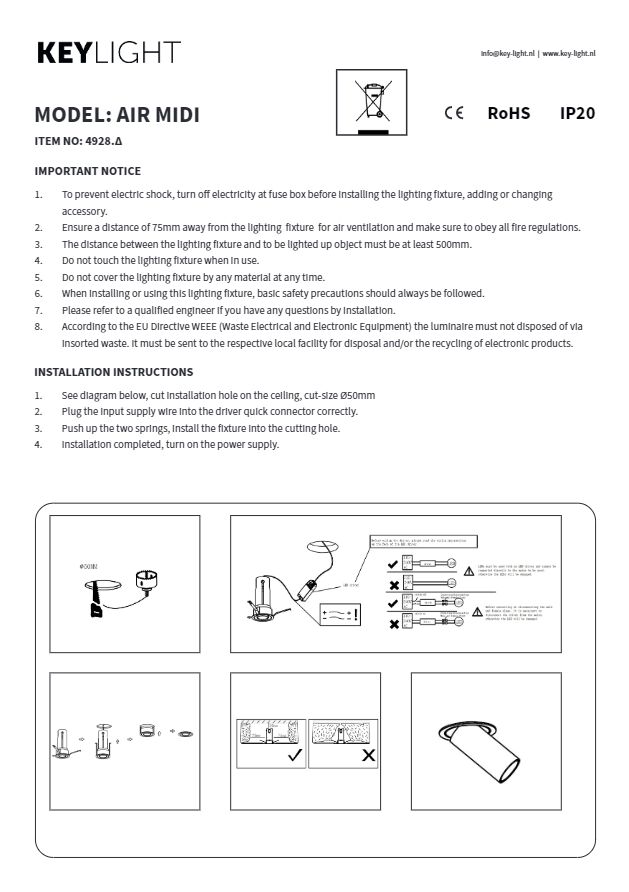 AIR MIDI Spot orientable semi-encastrée en aluminium By KEYLIGHT