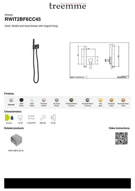 W-70S Shower tap By Rubinetterie Treemme