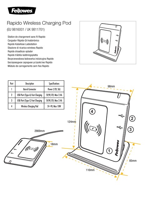 Wireless charging pod RAPIDO By Fellowes