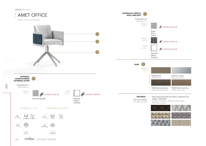 AMET Leather office chair with armrests By Reflex