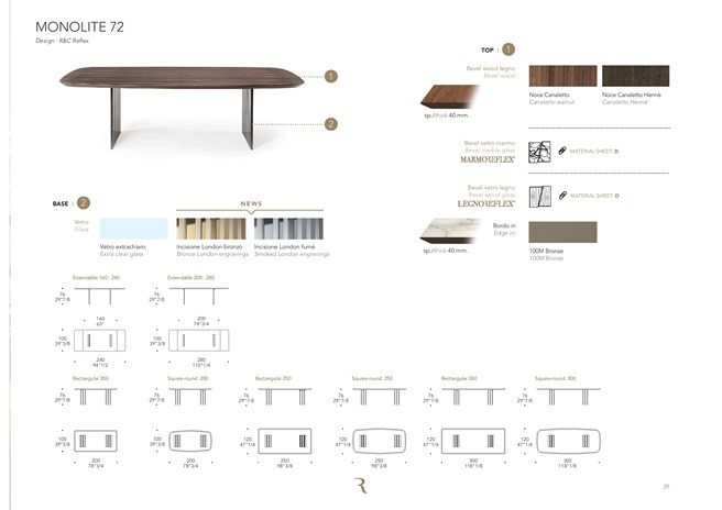 MONOLITE 72 Table with glass base and LegnoReflex top By Reflex