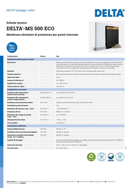 Membrana alveolare e bugnata DELTA-MS 500 ECO - DÖRKEN ITALIA - Edilportale