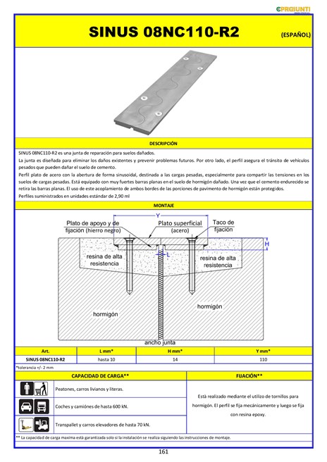 SINUS 08NC110 R2 Junta de construcción/reparación para suelos de ...