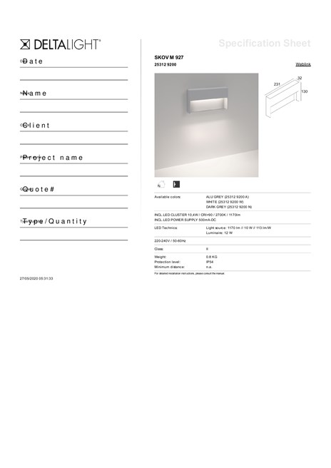 LED wall-mounted steplight SKOV M Skov Collection By Delta Light