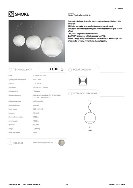 SMOKE Pendant lamp By PANZERI