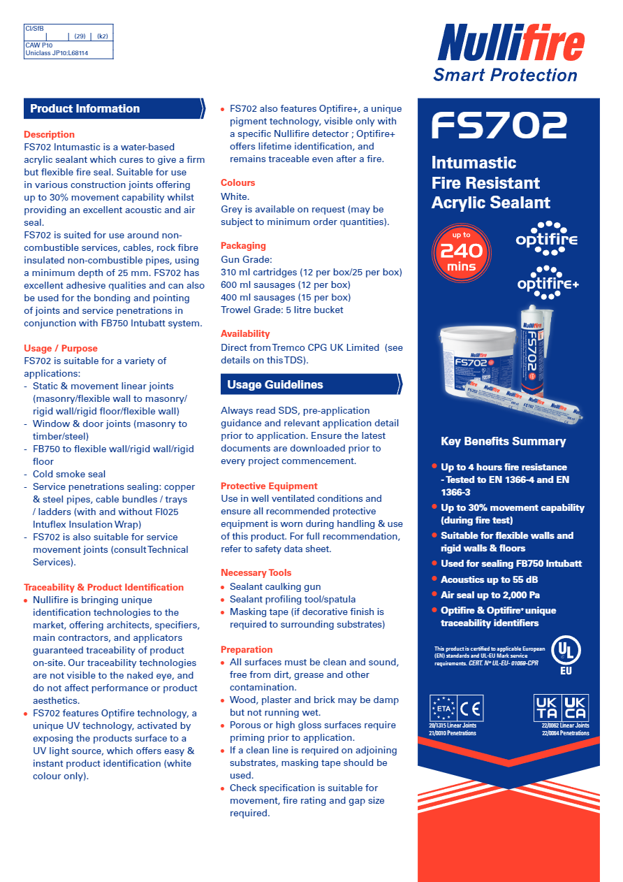 FS702 Mastic acrylique By Tremco CPG Europe