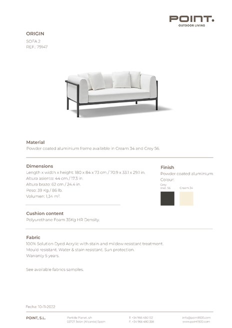 ORIGIN | Divano da giardino in tessuto By POINT design Mario Ruiz