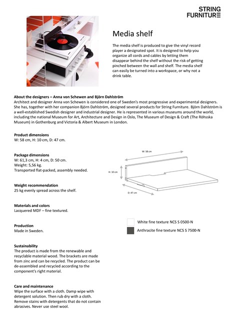 STRING® SYSTEM MEDIA SHELVES Secretary desk By String Furniture | design Nils Strinning