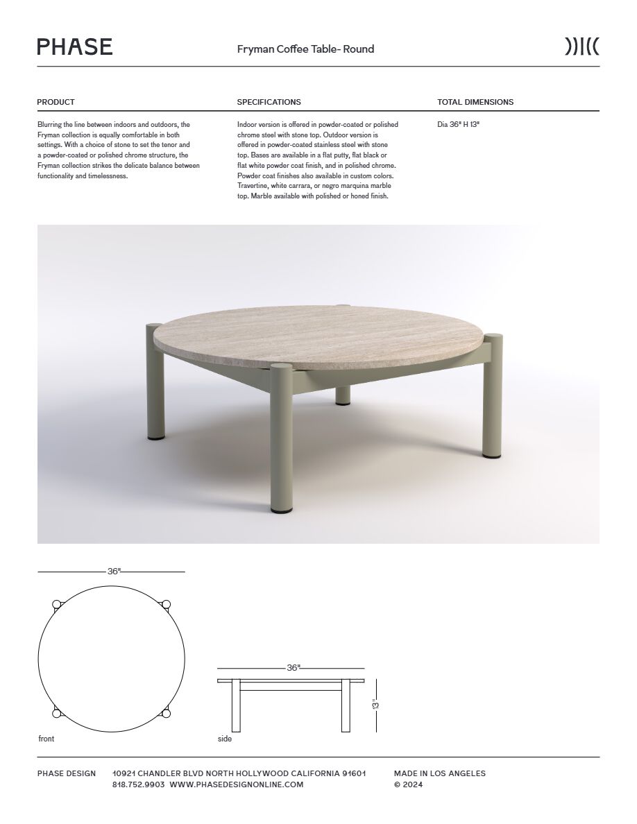 FRYMAN Mesita redonda baja de piedra By Phase Design
