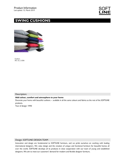 Square cushion SWING By SOFTLINE