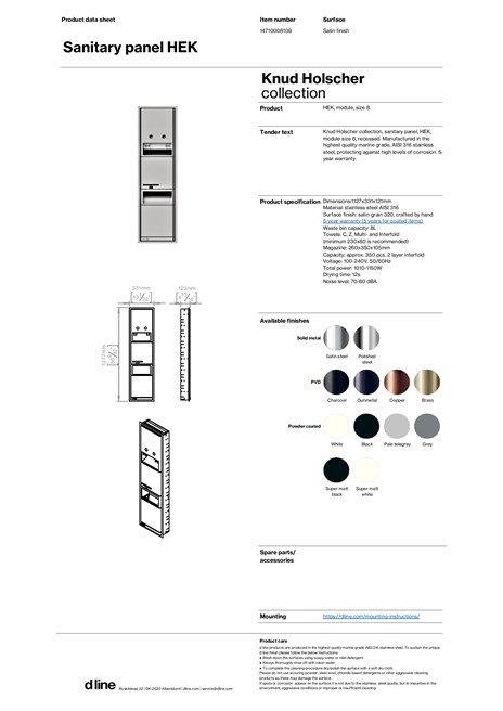 SANITARY PANEL HEK Hand towel dispenser By d line | design Knud Holscher