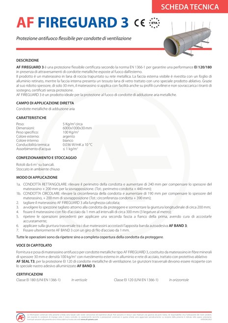 AF FIREGUARD 3 Materassino per condotte di ventilazione By AF SYSTEMS