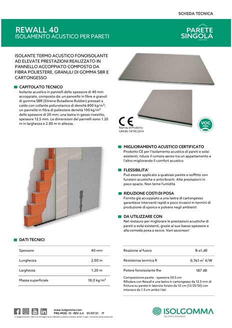 REWALL Isolamento acustico e termico per pareti e soffitti By Isolgomma