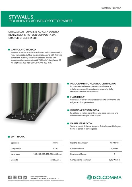 Striscia sottoparete fonoisolante in granuli di gomma STYWALL - Isolgomma - Edilportale