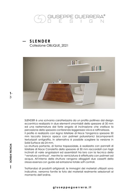 SLENDER scrivania By Giuseppe Guerrera Design®