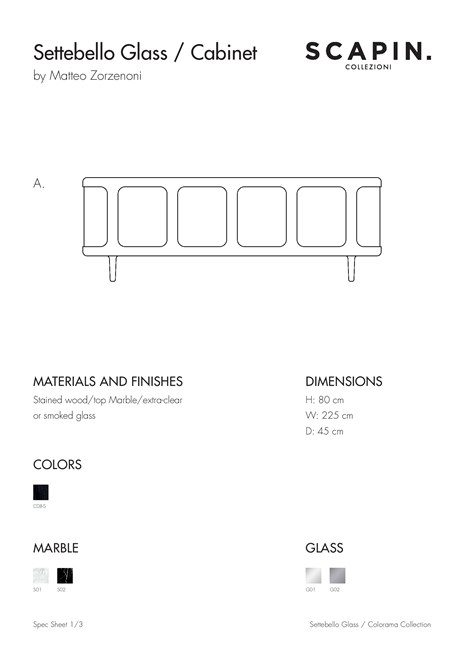 Glass and wood sideboard with marble top SETTEBELLO GLASS By Scapin ...