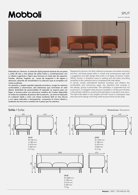 SPLIT Fabric armchair with armrests By Mobboli