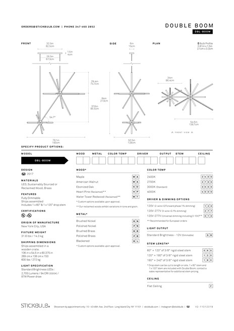 LED wooden pendant lamp DOUBLE BOOM Boom Collection By Stickbulb design ...