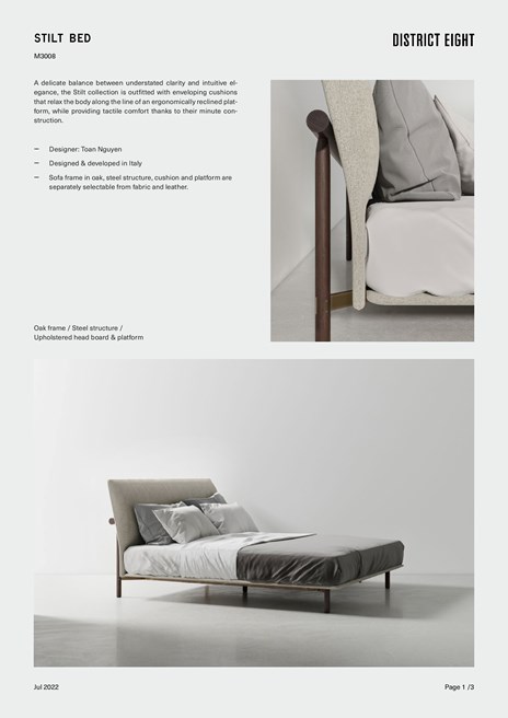 STILT Upholstered fabric bed By District Eight