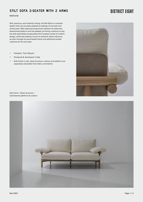 STILT 2 seater fabric sofa By District Eight