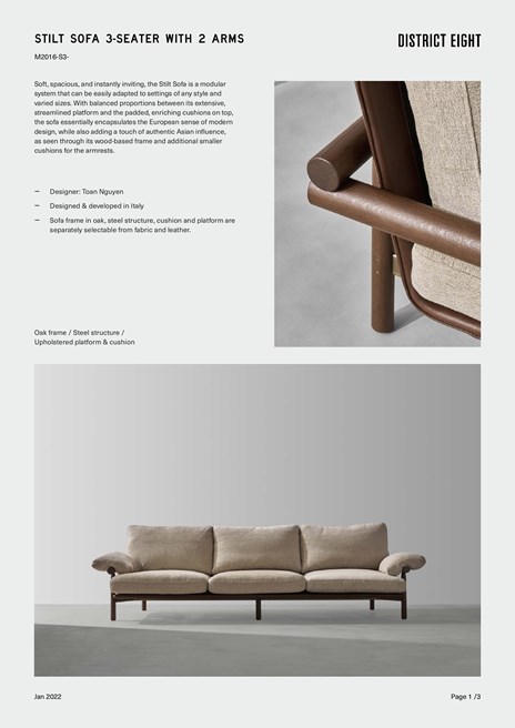 STILT 3 seater fabric sofa By District Eight