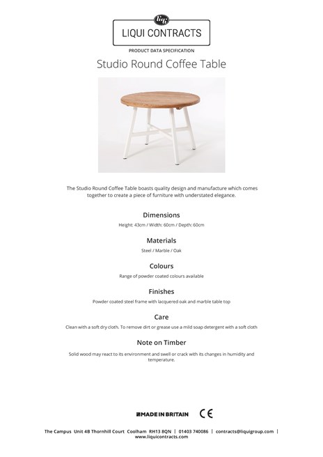 STUDIO Round coffee table By Liqui Contracts | design Cameron Fry ...