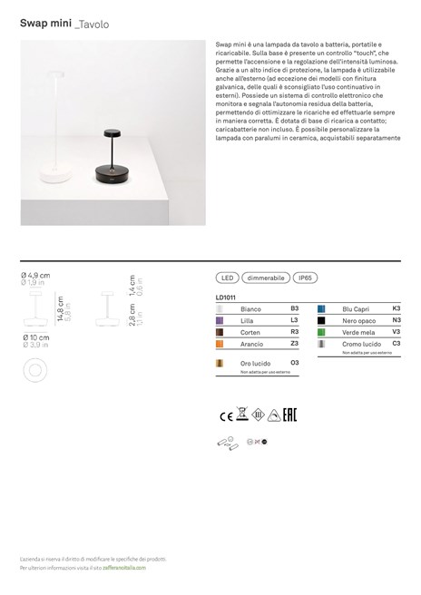 SWAP MINI Table lamp By Zafferano Lampes à porter