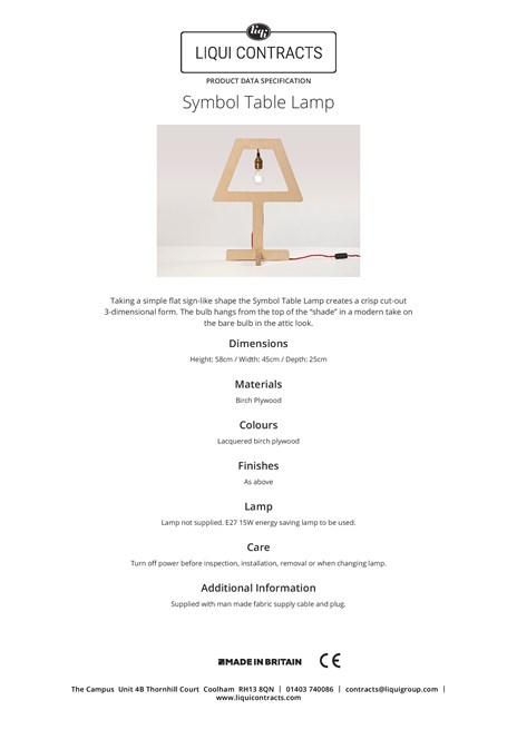 SYMBOL | Table lamp Symbol Collection By Liqui Contracts design Cameron ...