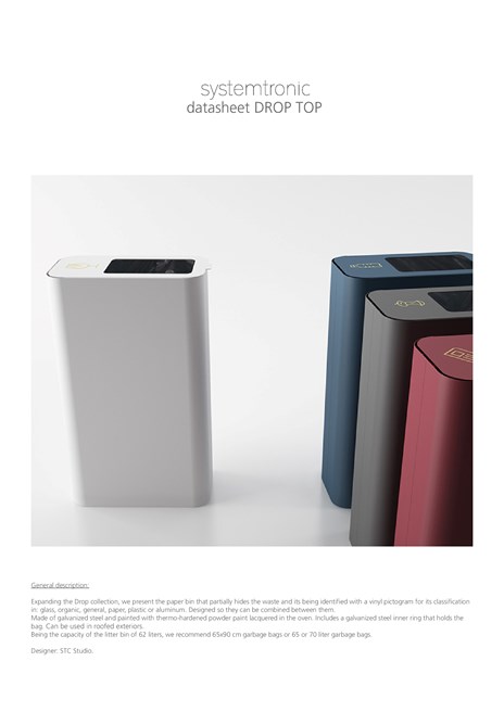 Galvanized steel waste bin for waste sorting DROP TOP By Systemtronic