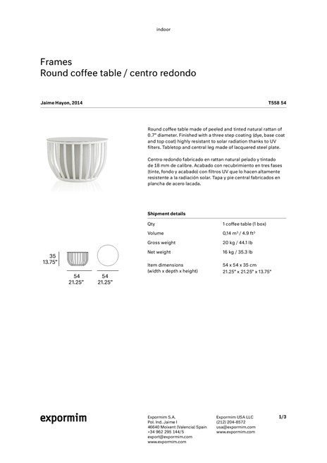 FRAMES Low round rattan coffee table By EXPORMIM | design Jaime Hayon