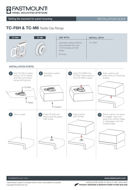 Clip per tessili TC-F6H Collezione Textile TC By Fastmount