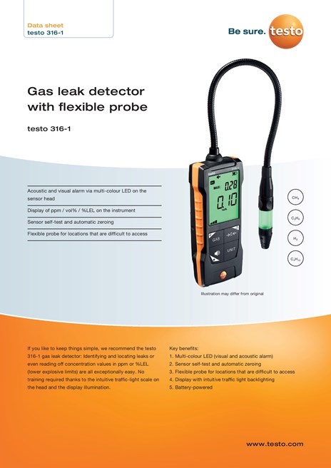 Cercafughe di gas con sonda flessibile TESTO 316-1 - Testo