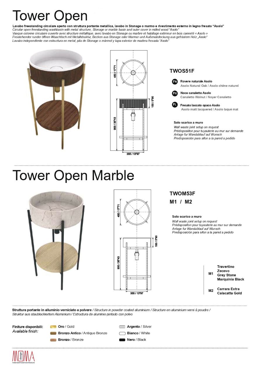 TOWER OPEN Washbasin By MOMA Design
