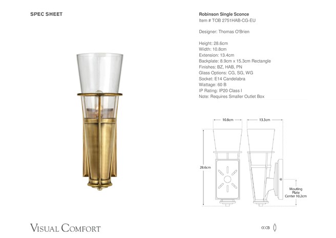 ROBINSON | Aplique Aplique de latón con luz indirecta By Visual Comfort ...