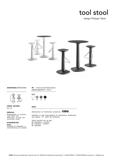 TOOL High stool with footrest By Plust