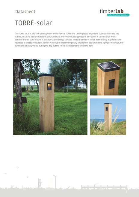 TORRE SOLAR LED Solar Powered solid wood bollard light By Timberlab