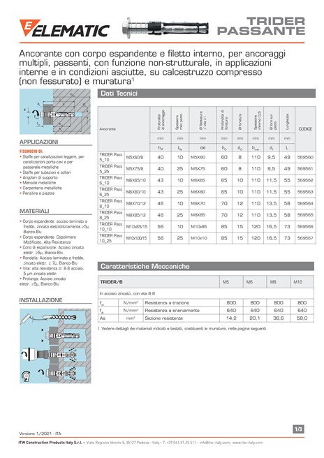 Tassello pesante universale TRIDER PASSANTE - Elematic Spit - Edilportale