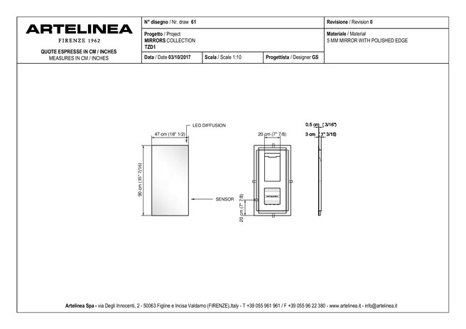 ZEN Rectangular wall-mounted bathroom mirror By ARTELINEA