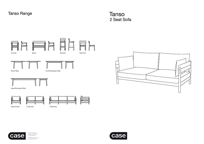 TANSO Teak and fabric 2 seater garden sofa By Case | design David Irwin