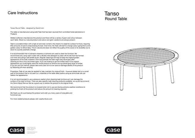 TANSO Round teak garden table By Case | design David Irwin